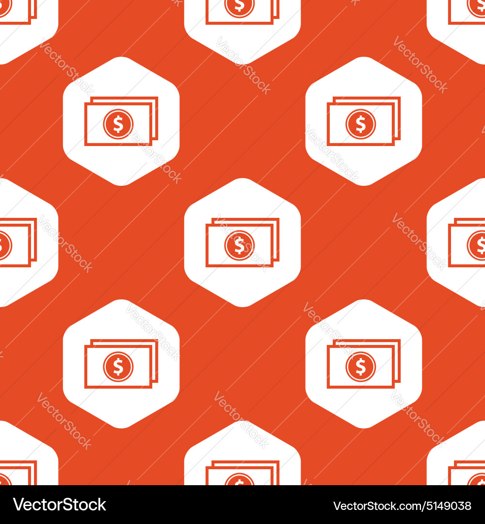 Orange Hexagon Dollar Bill Muster Lizenzfreies Vektorbild