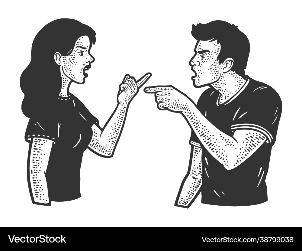 Quarrel in couple sketch Royalty Free Vector Image