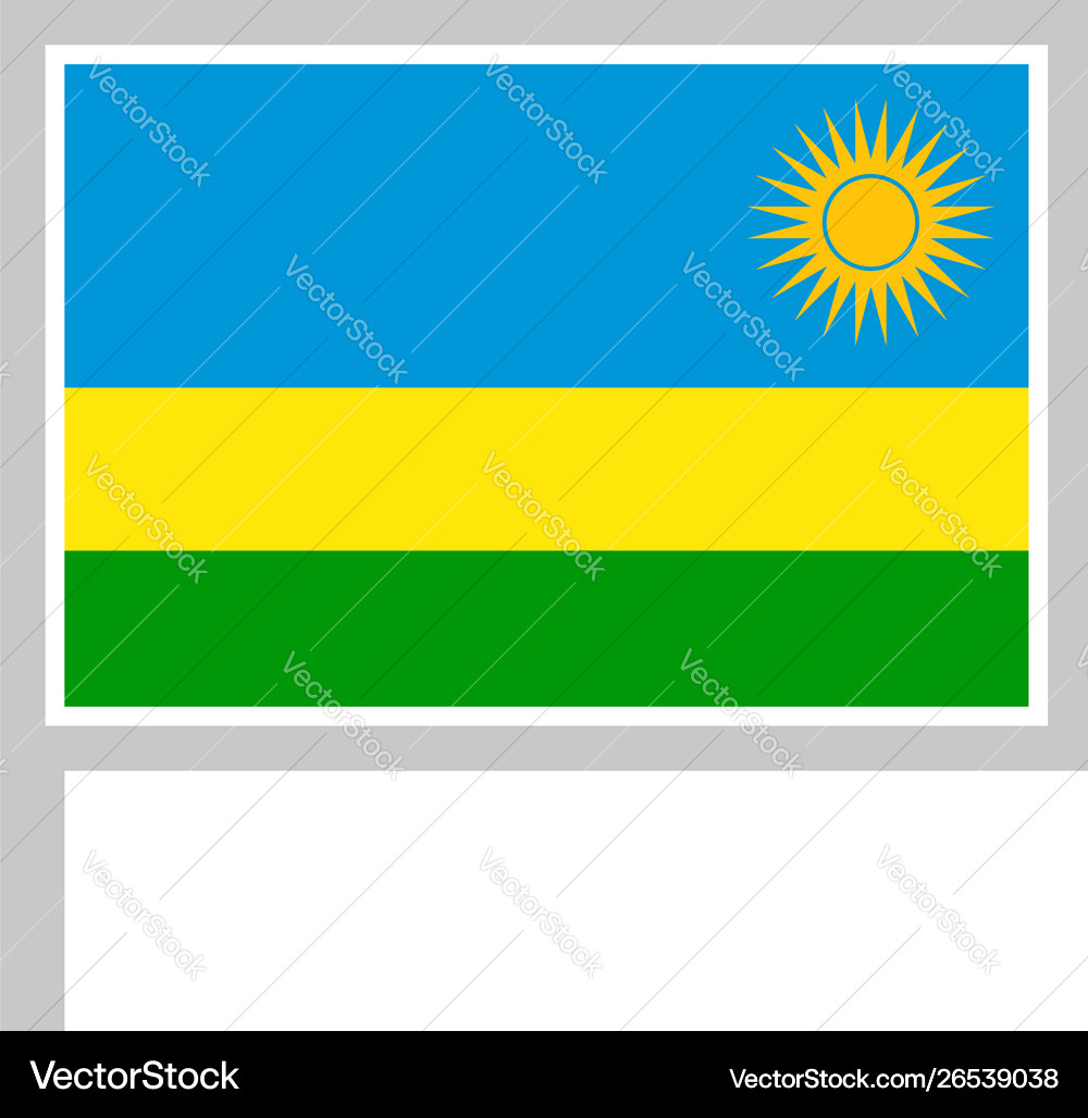 Rwanda Flag on Pole Icon Royalty Free Vector Image