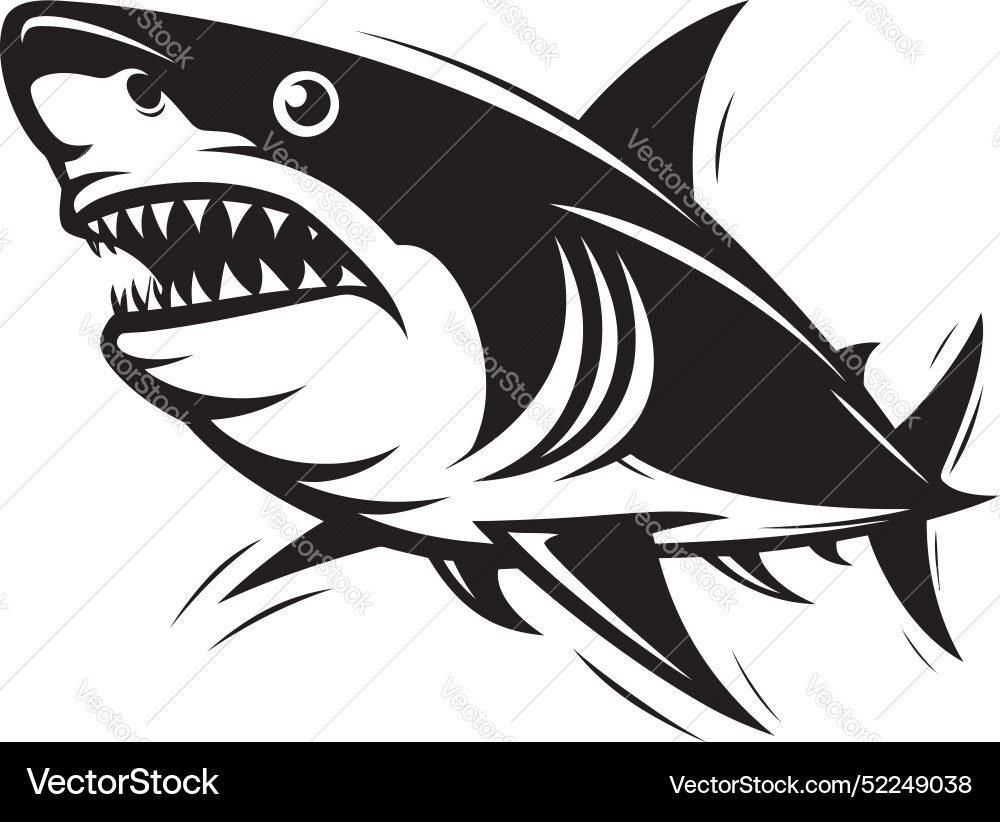 Silent sea power black iconic shark logo Vector Image
