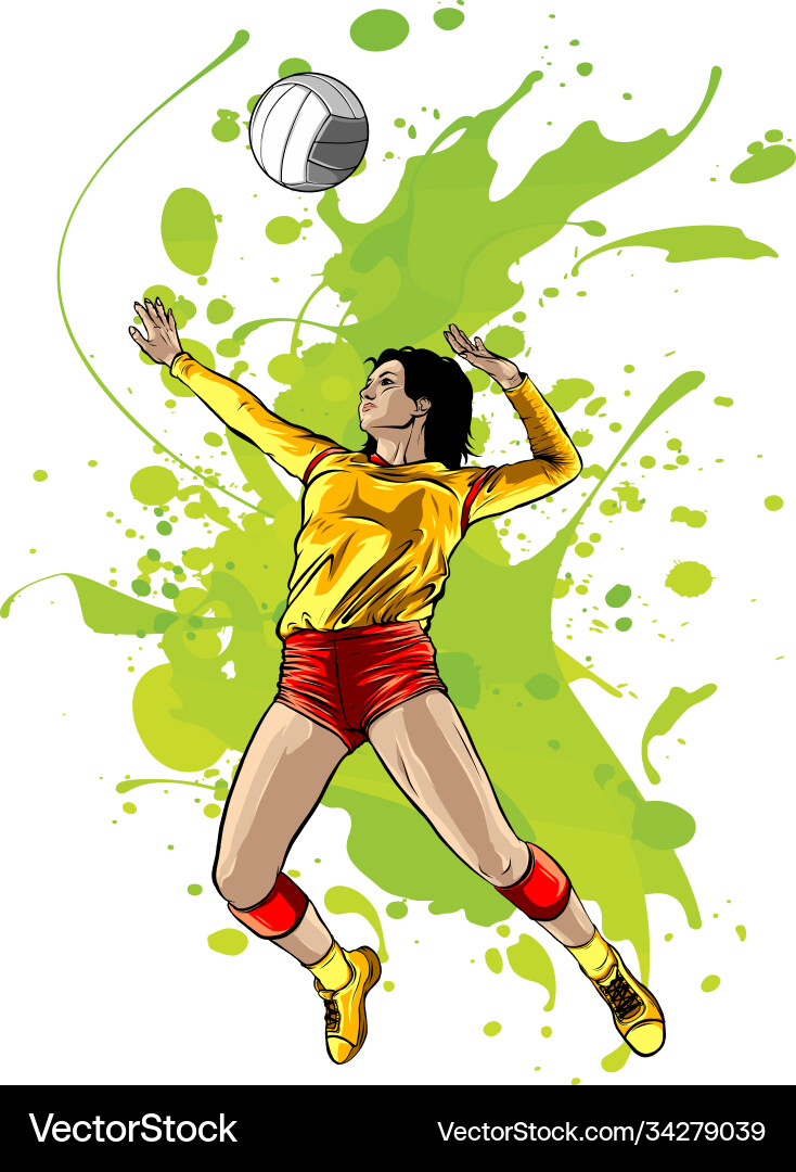 Abstract female volleyball player power Royalty Free Vector