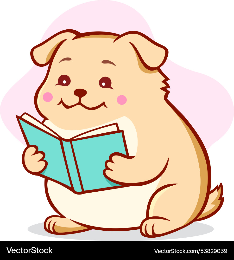 Funny cute dog reading book cartoon Royalty Free Vector