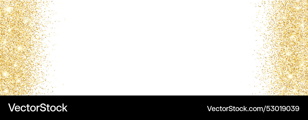 Glitter border gold frame on white background Vector Image