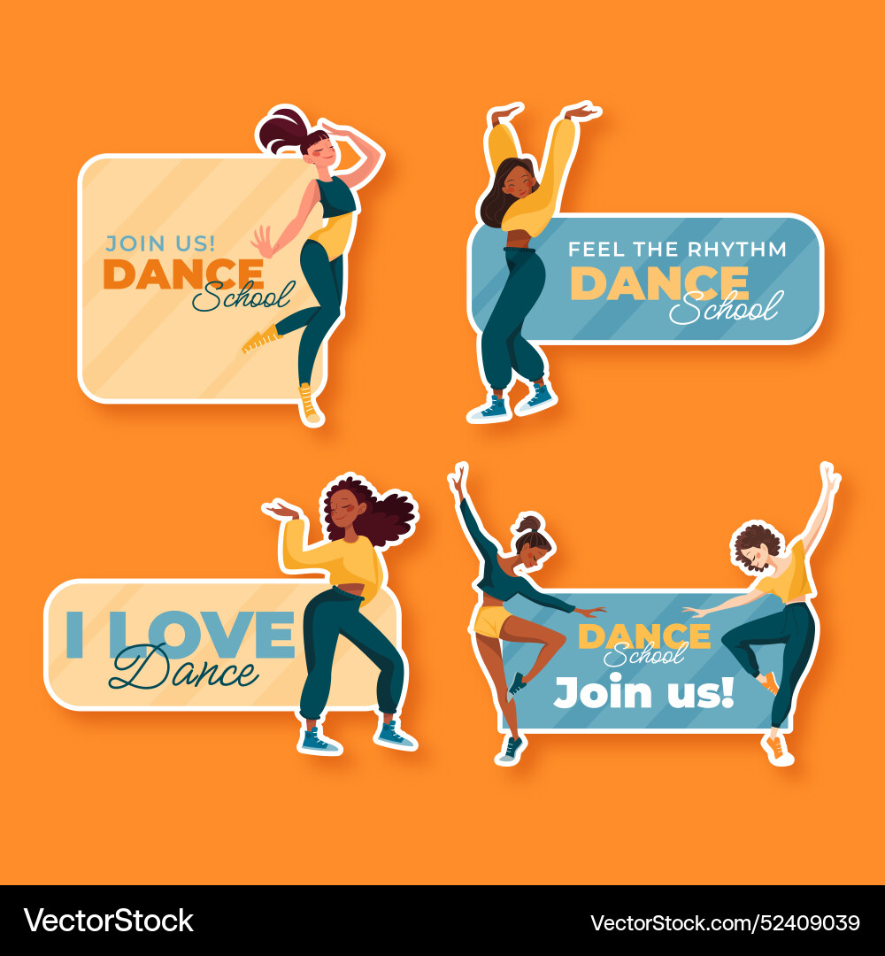 Hand drawn dance school badges Royalty Free Vector Image