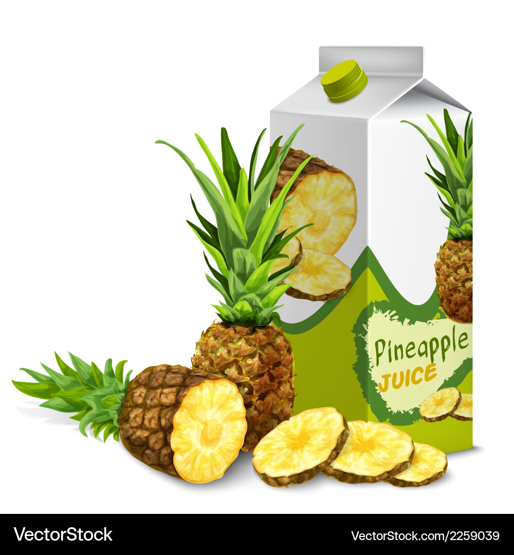 Juice pack pineapple Royalty Free Vector Image