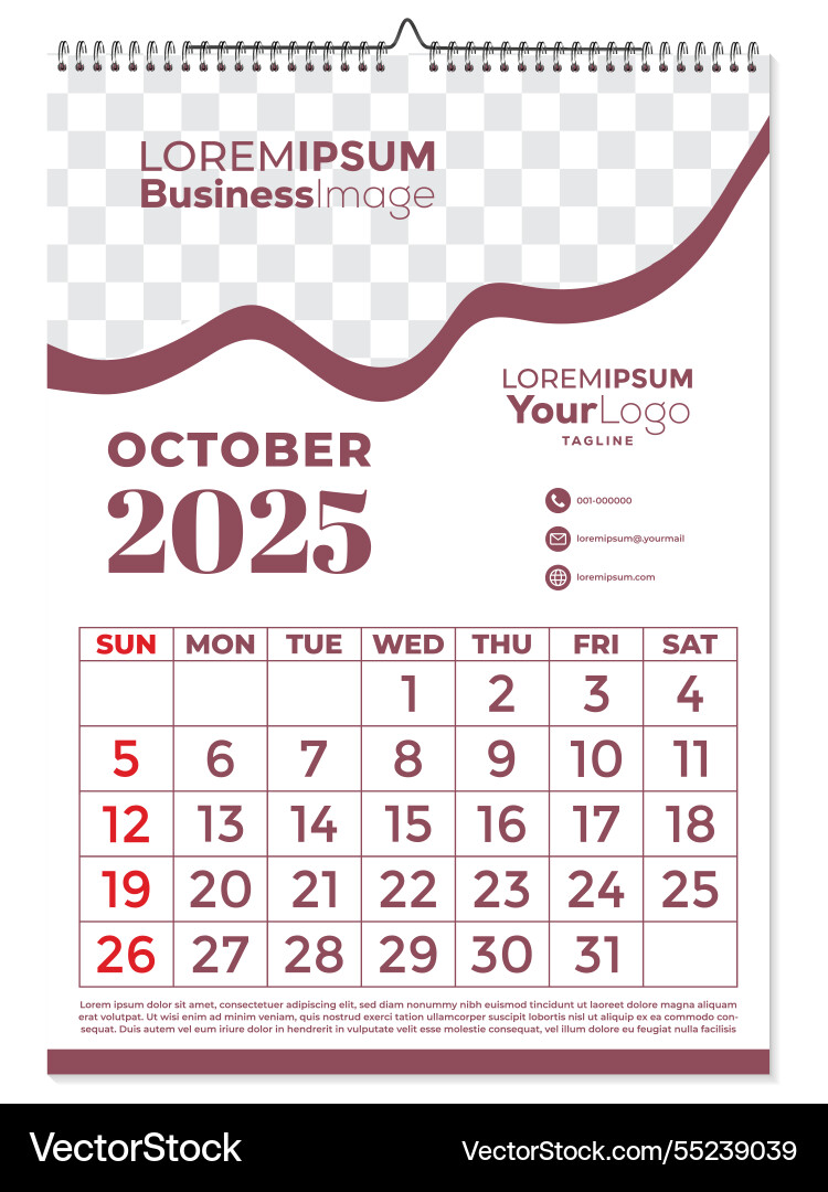 Modern minimalist business calendar design Vector Image