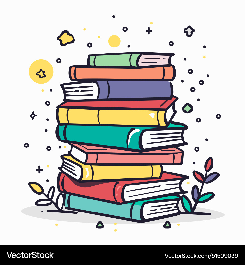 Stacked colorful books Royalty Free Vector Image