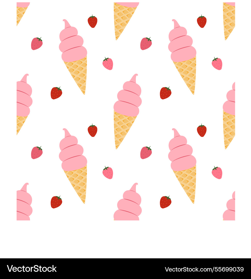 Strawberry ice cream seamless pattern Royalty Free Vector