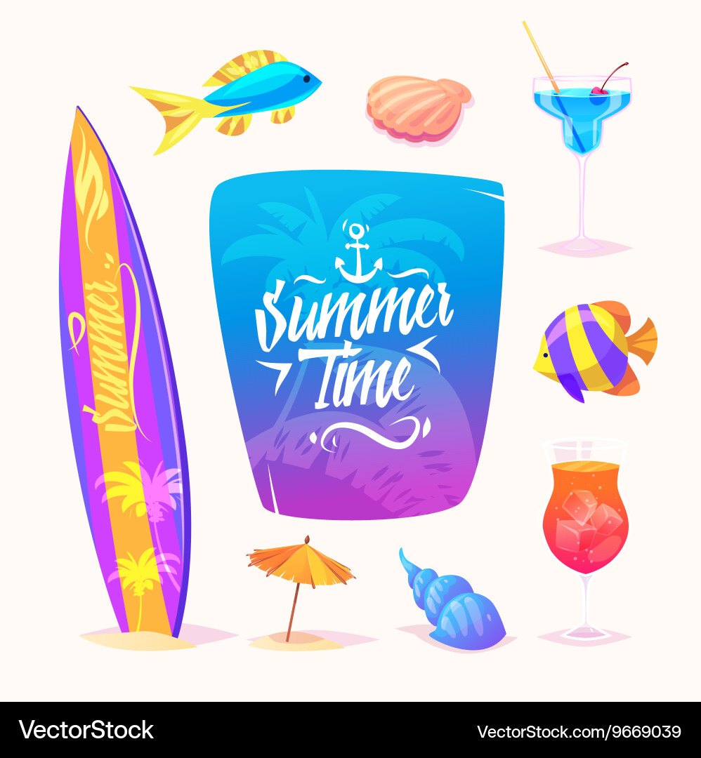 Summer elements isolated Royalty Free Vector Image