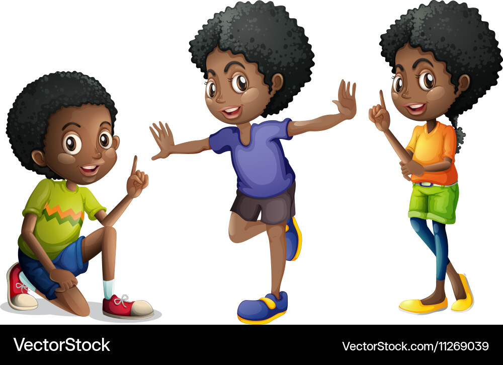 Three Children Playing Outdoors Royalty Free Vector Image