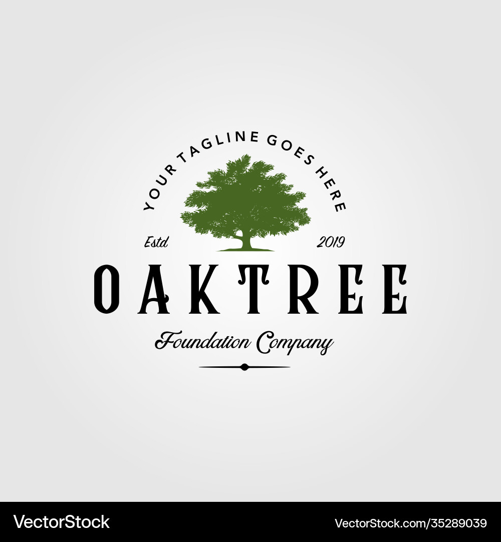 Vintage oak tree logo retro emblem label design Vector Image