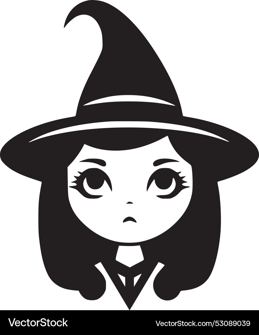 Witch - minimalist and flat logo Royalty Free Vector Image