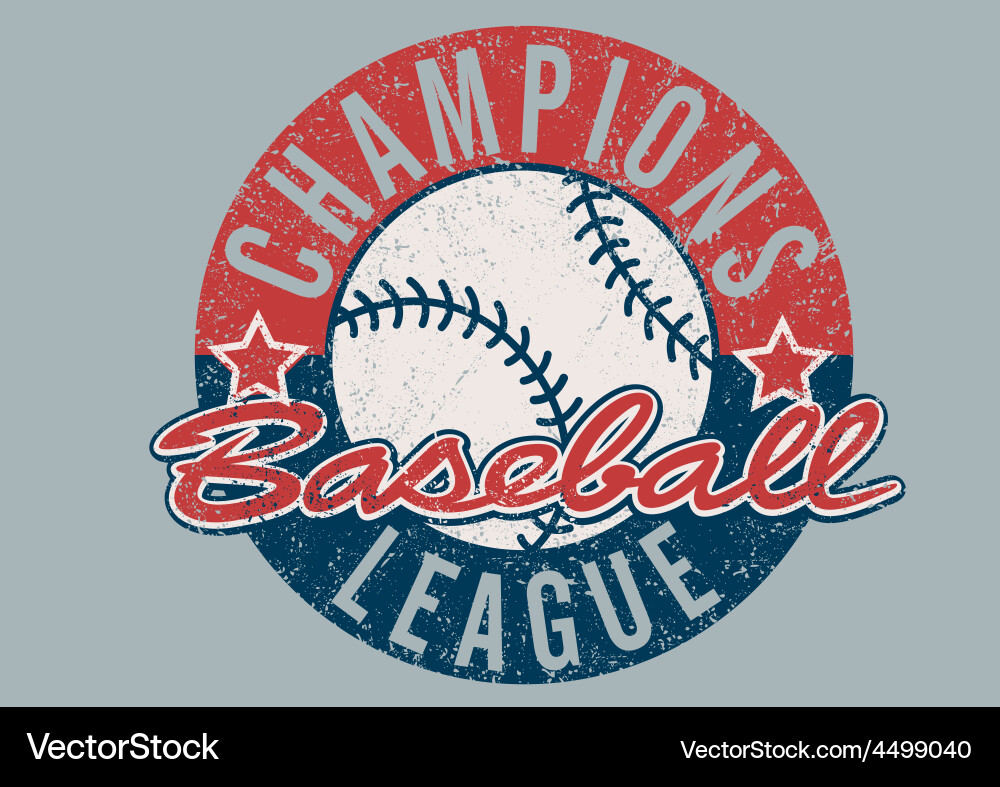 Baseball champions league distressed print Vector Image
