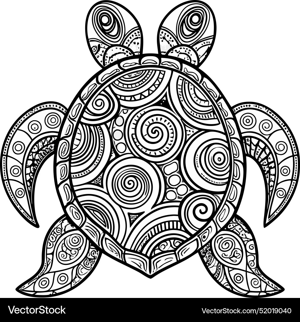 Beautiful turtle mandala arts isolated on white Vector Image