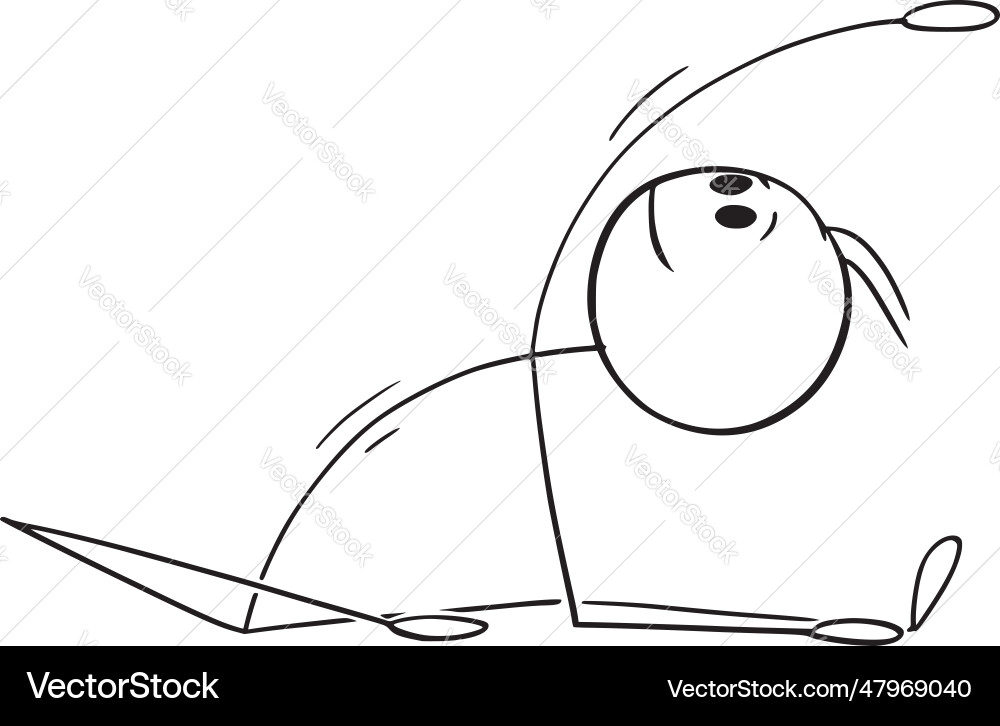 Cartoon Stick Figure Stretching Royalty Free Vector Image