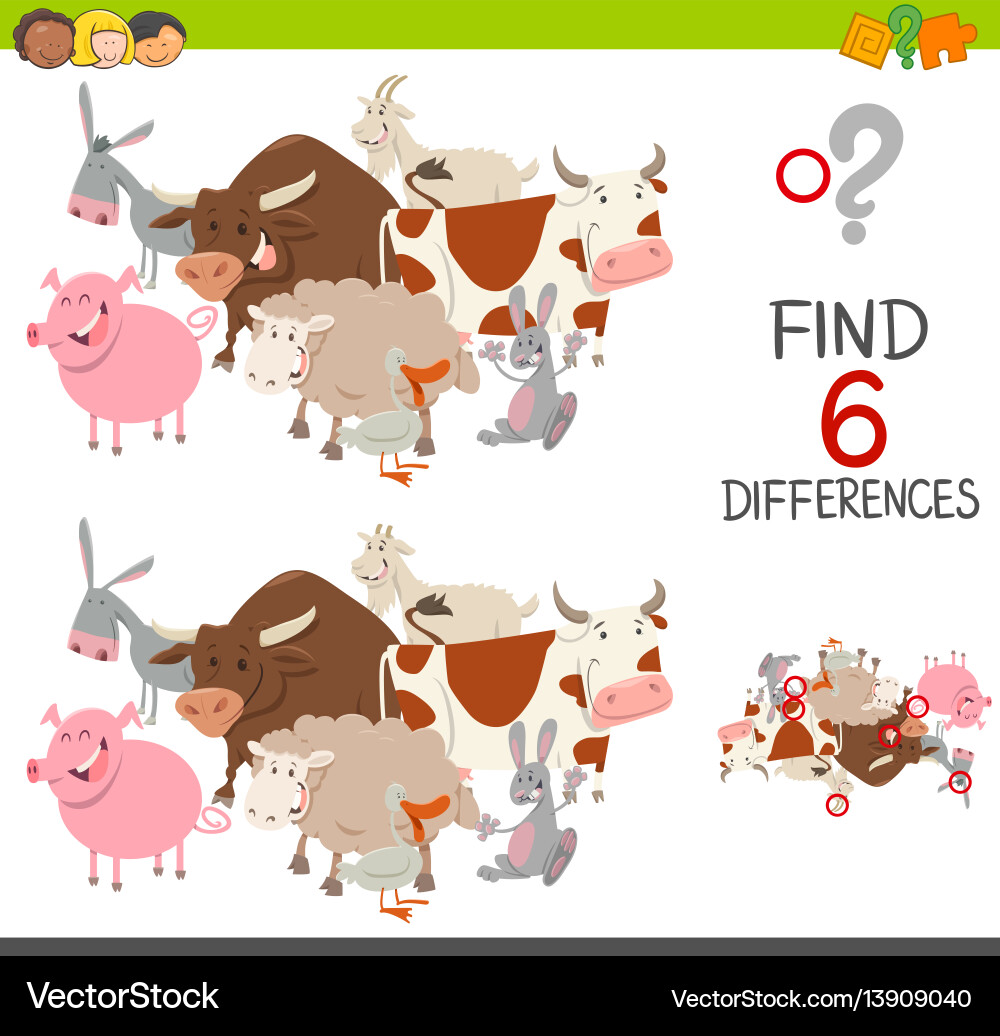 Educational finding differences game Royalty Free Vector