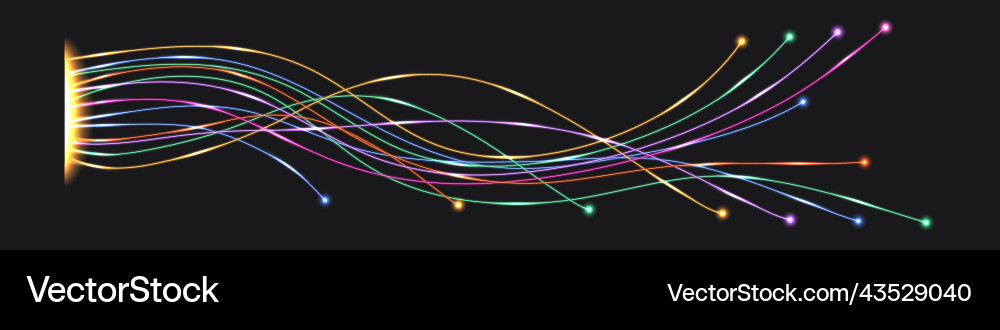 Fiber optic swirl cable lines neon glowing light Vector Image