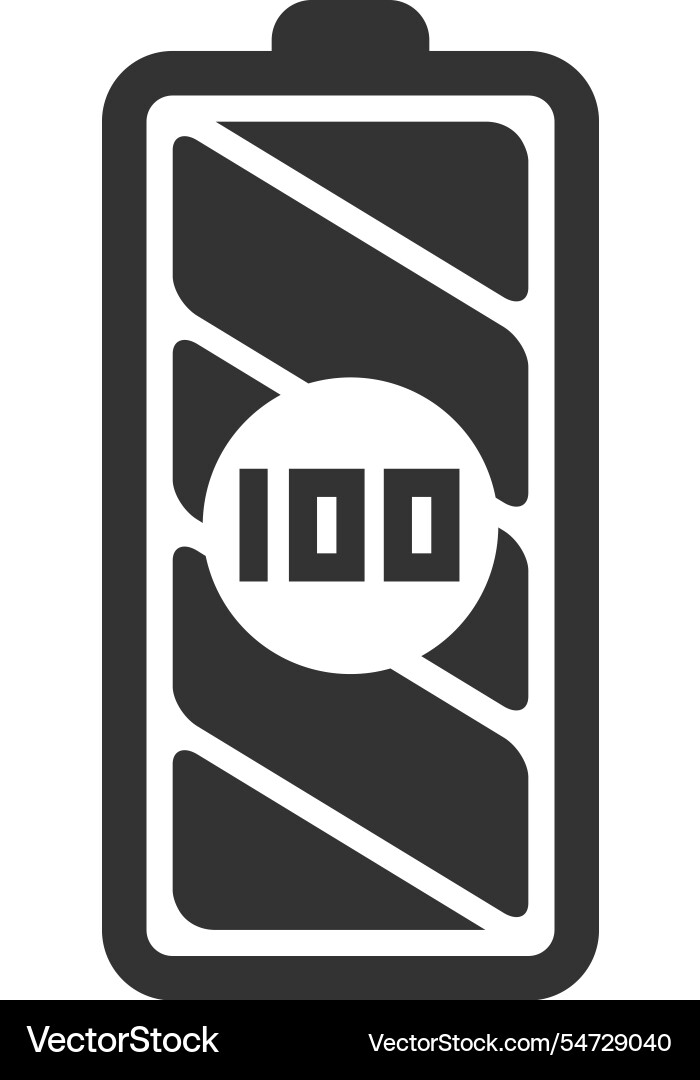 Full battery showing one hundred percent charge Vector Image
