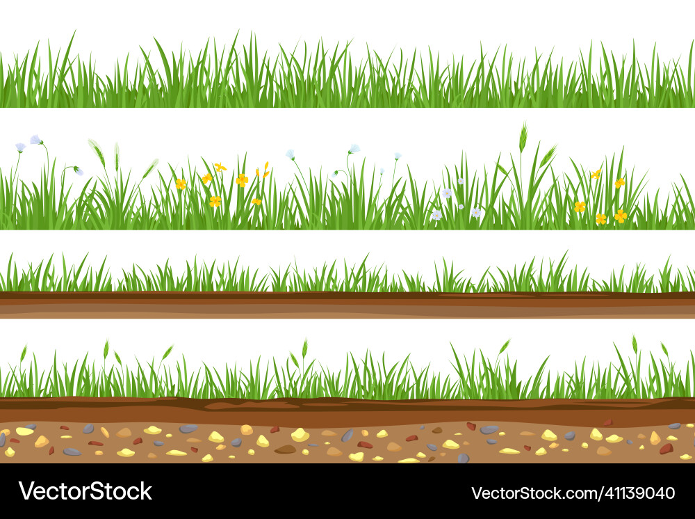 Gras mit unterirdischer Bodenschicht und Felsen Vektorbild