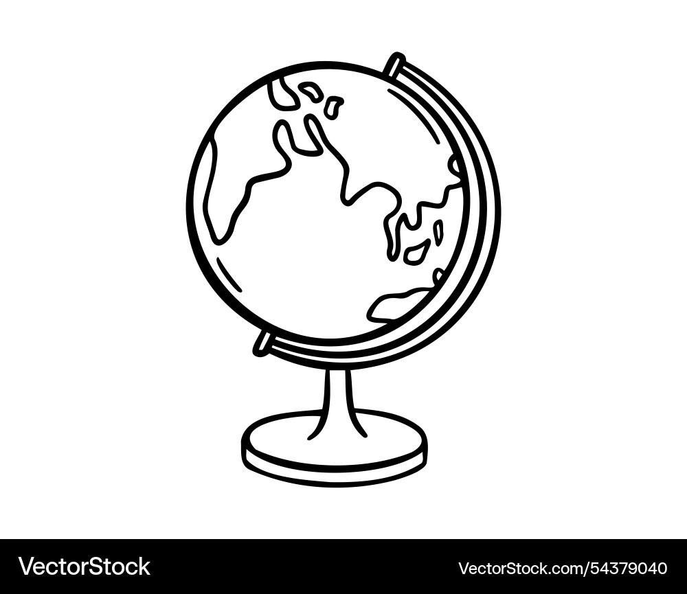 Hand drawn globe outline doodle side sketch Vector Image