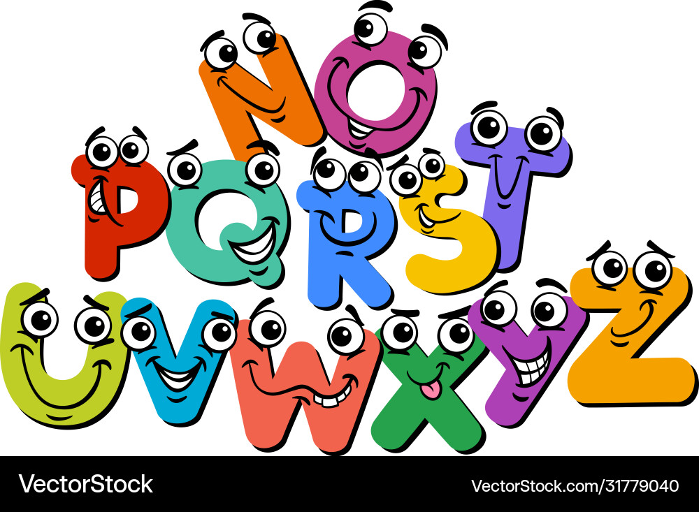 Happy alphabet letter characters cartoon Vector Image