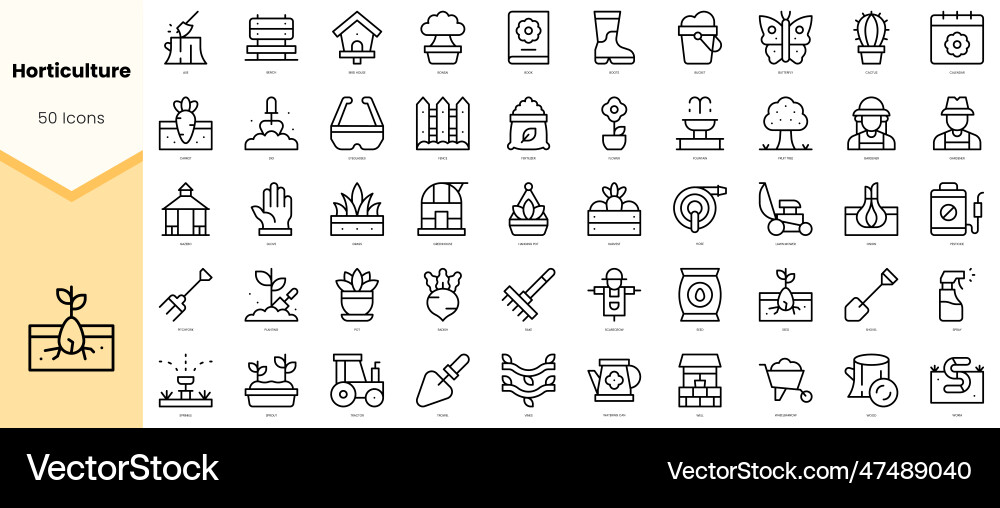 Horticulture Icon Set - Line Art Royalty Free Vector Image