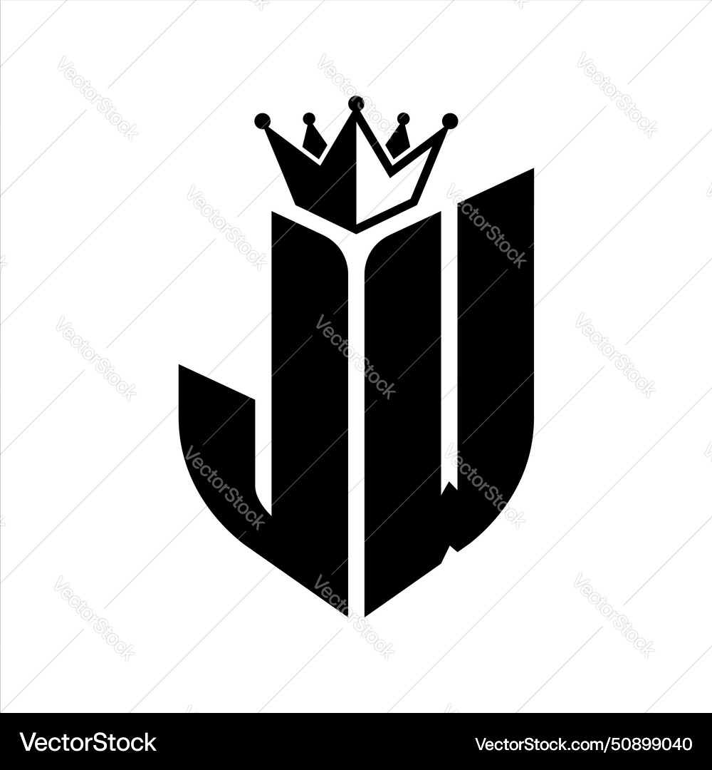 Jw letter monogram with shield shape crown Vector Image