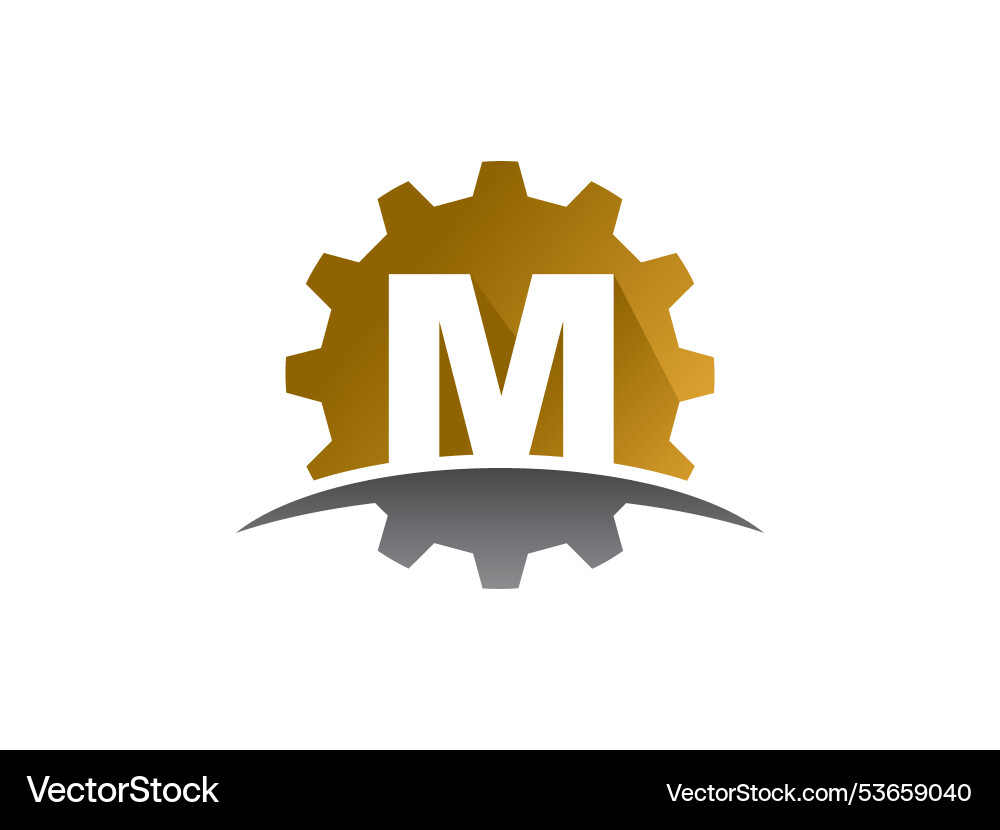 Letter m gear technology logo or symbol template Vector Image