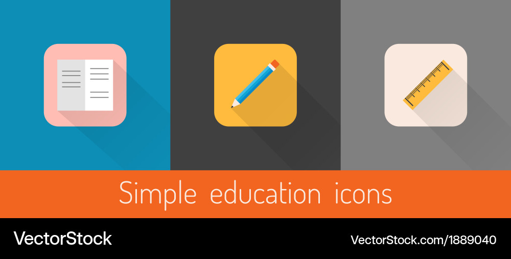 Set of three flat education themed icons Vector Image