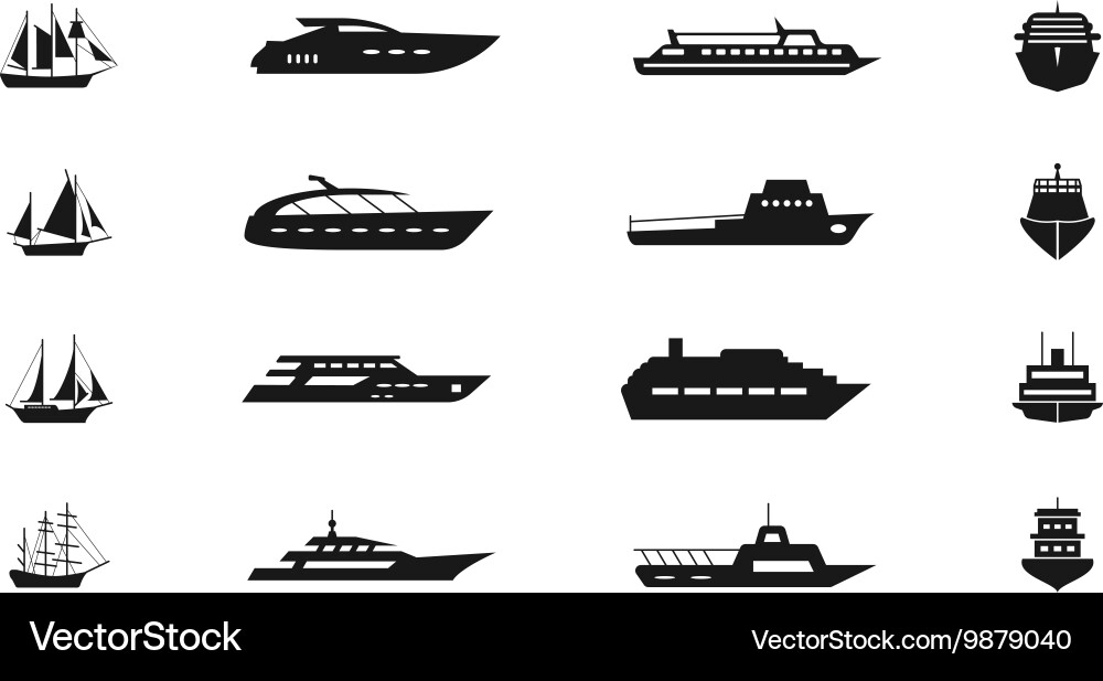 Ship and boat icon set Royalty Free Vector Image