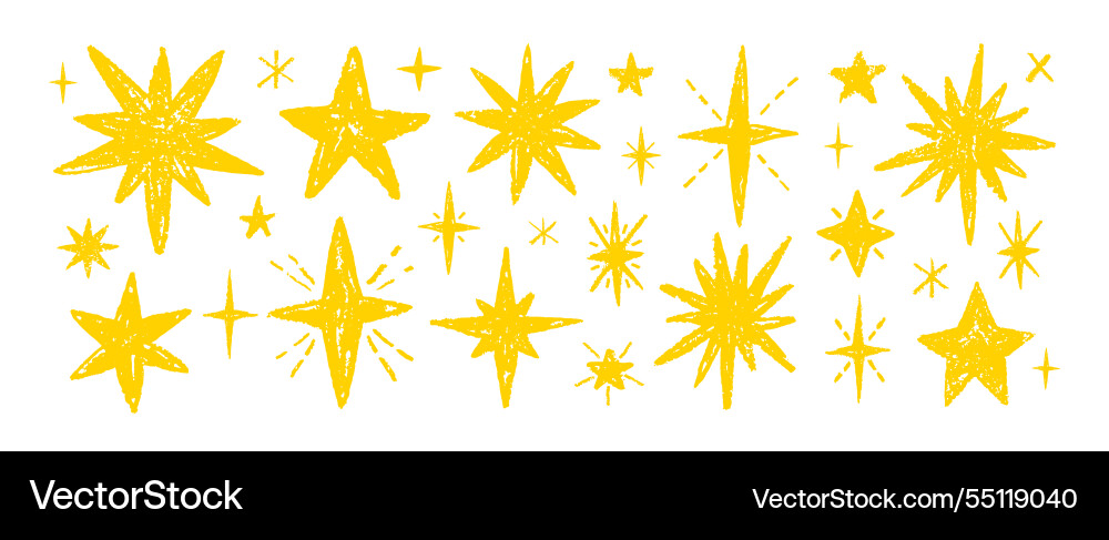 Sparkle Star Doodle - Pastel Brushstroke Vector Image