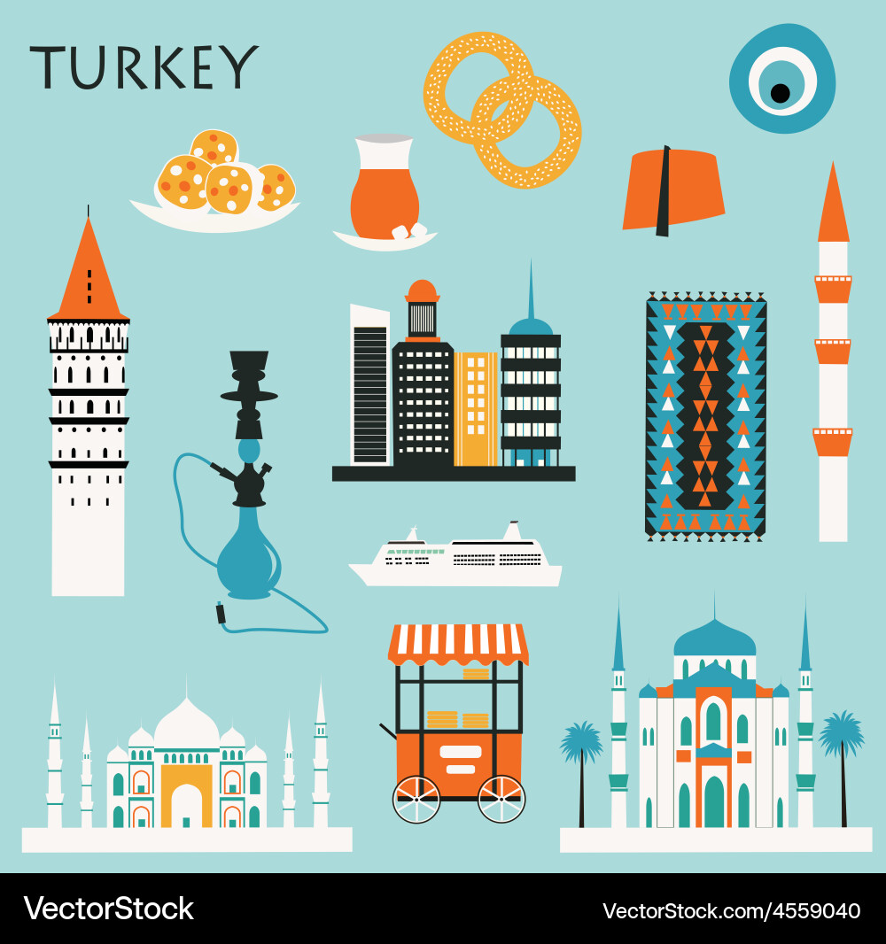 Symbols of turkey Royalty Free Vector Image - VectorStock