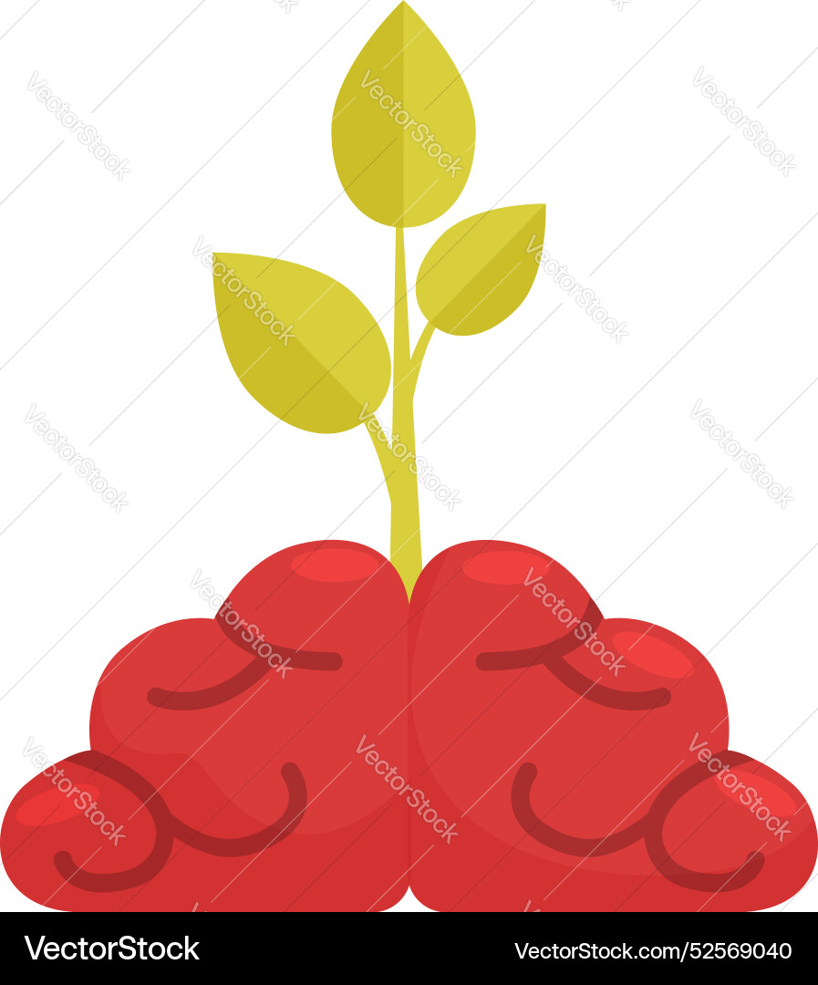 Young plant growing from a brain symbolizing new Vector Image