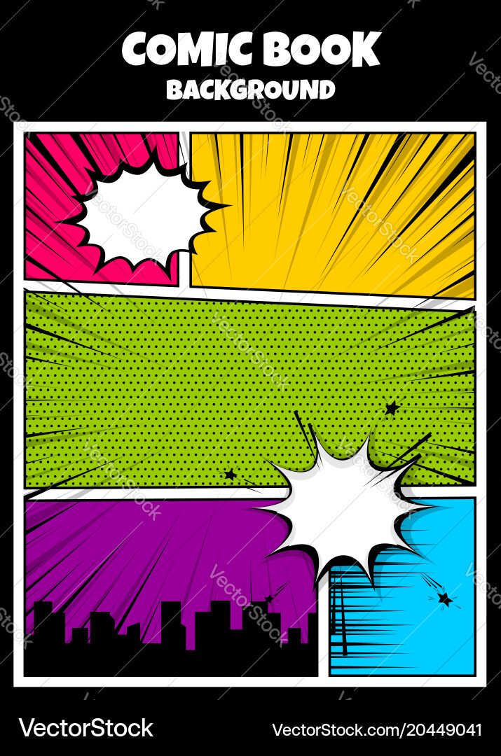 Color comics book cover vertical backdrop Vector Image