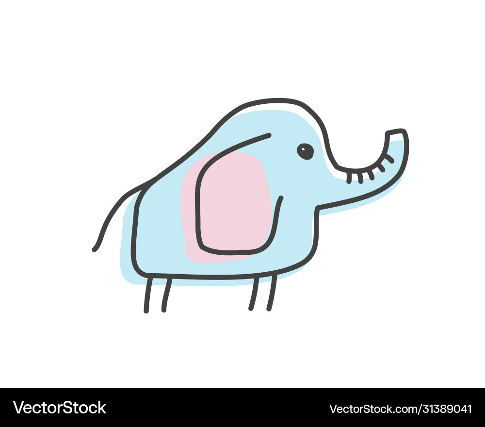 Cute elephant doodle isolated Royalty Free Vector Image