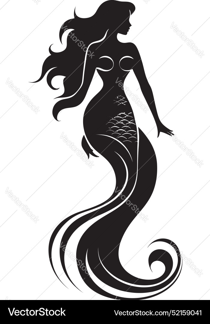 Deep sea divinity mermaid emblem design ephemeral Vector Image