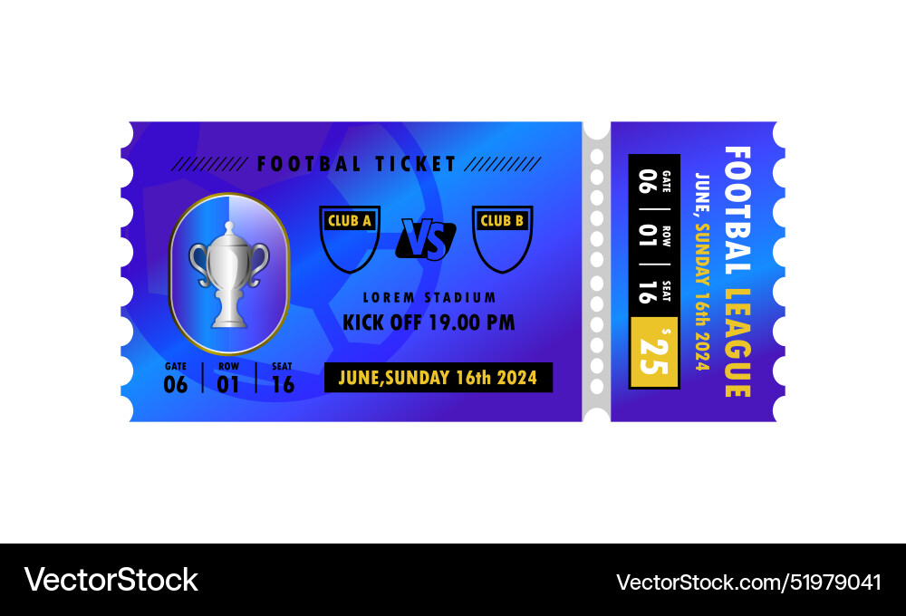Football sport entry ticket template design Vector Image
