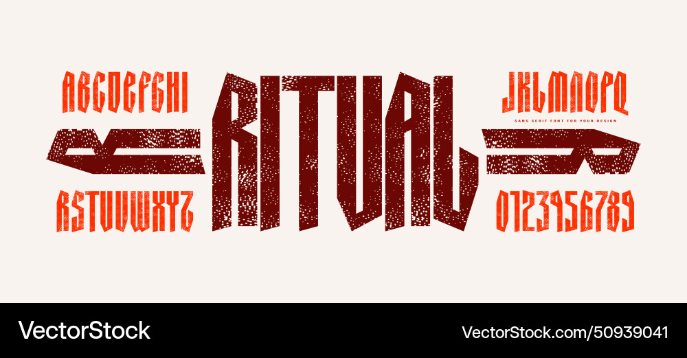 Narrow sans serif font in retro style Royalty Free Vector