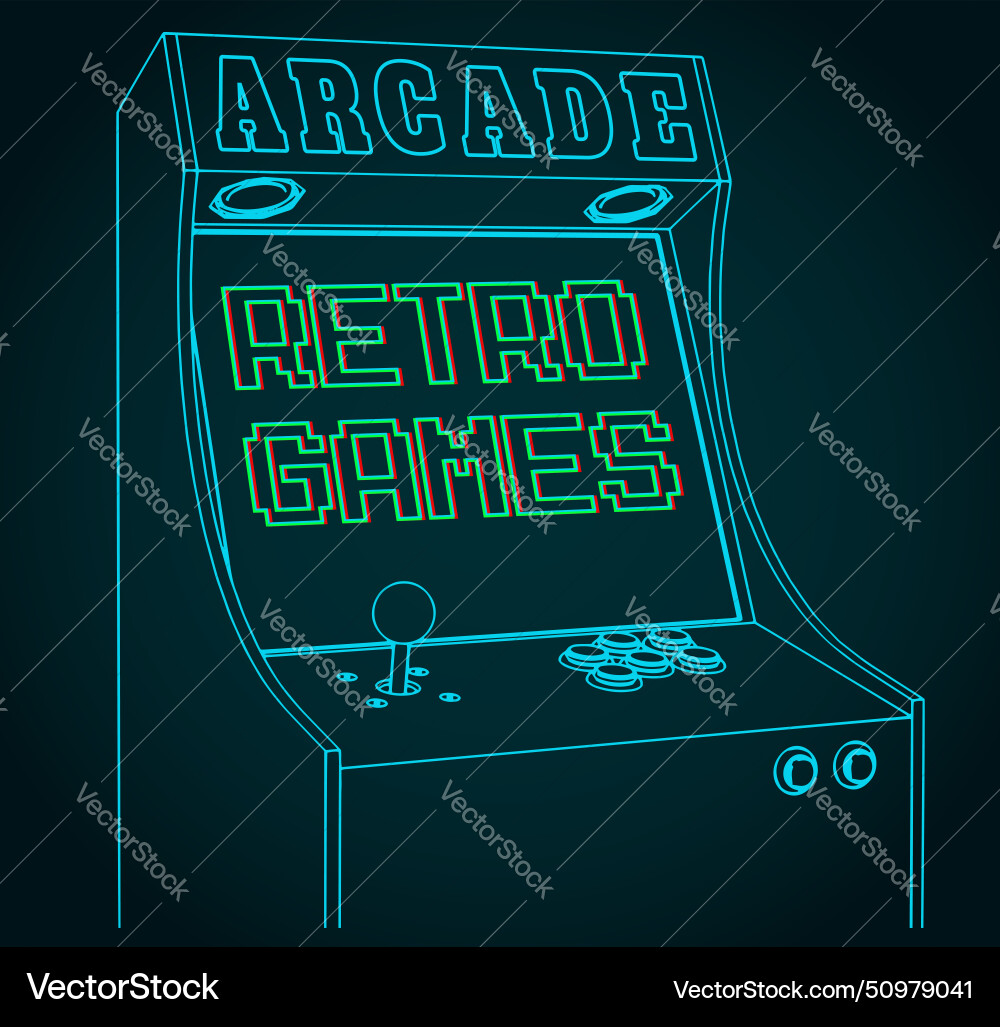 Retro arcade games cabinet Royalty Free Vector Image