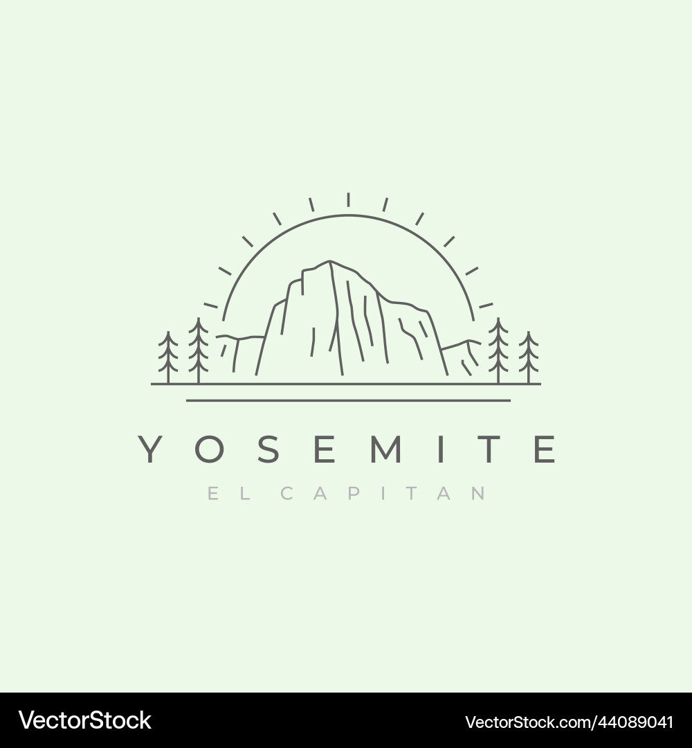 Yosemite National Park Line Art Logo El Capitan Vector Image