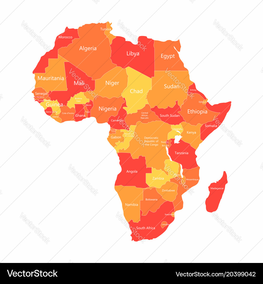 African map with countries borders abstract red Vector Image
