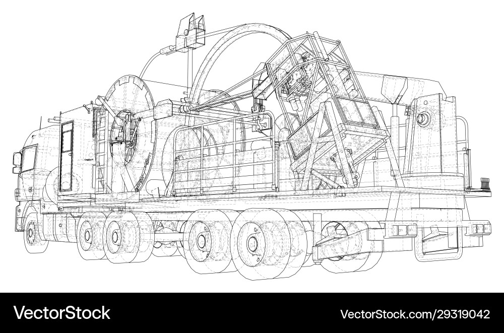 Coil tubing wire-frame line isolated on white Vector Image