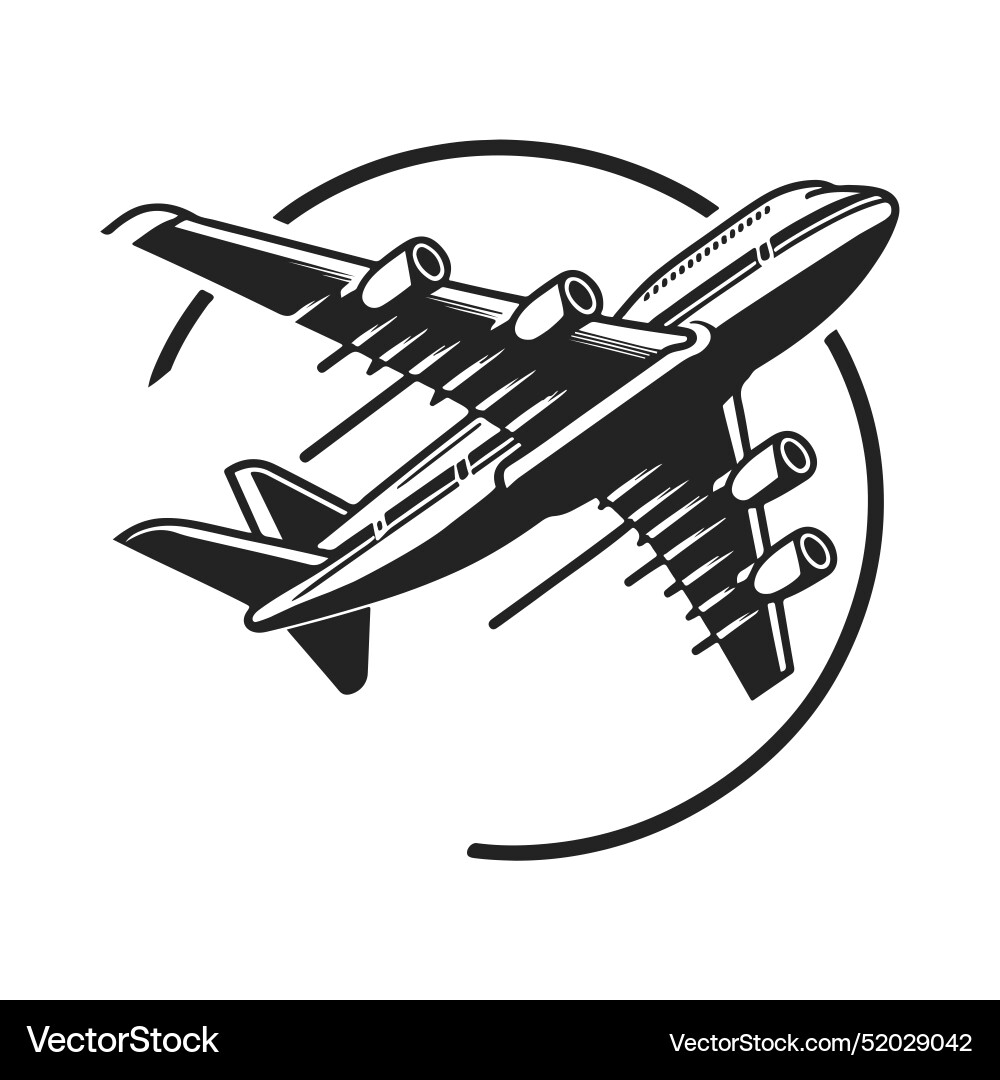 Commercial airplane flying icon isolated on white Vector Image
