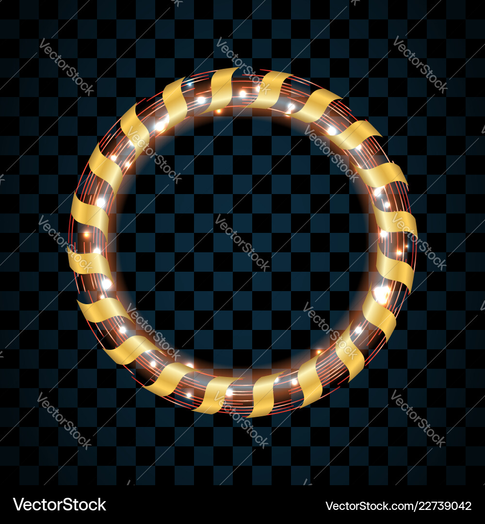 Gold and red circle isolated on transparent black Vector Image