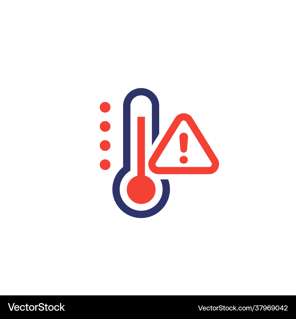 High temperature warning icon on white Royalty Free Vector