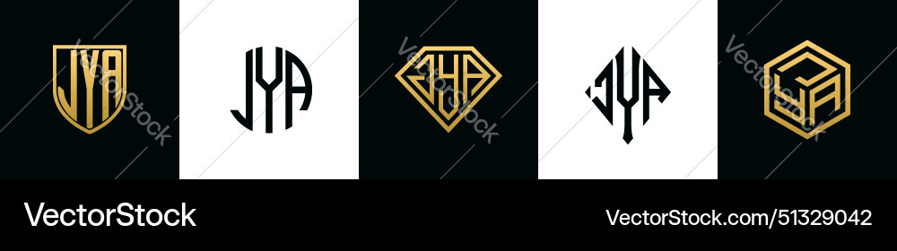 Initial letters jya logo designs bundle Royalty Free Vector