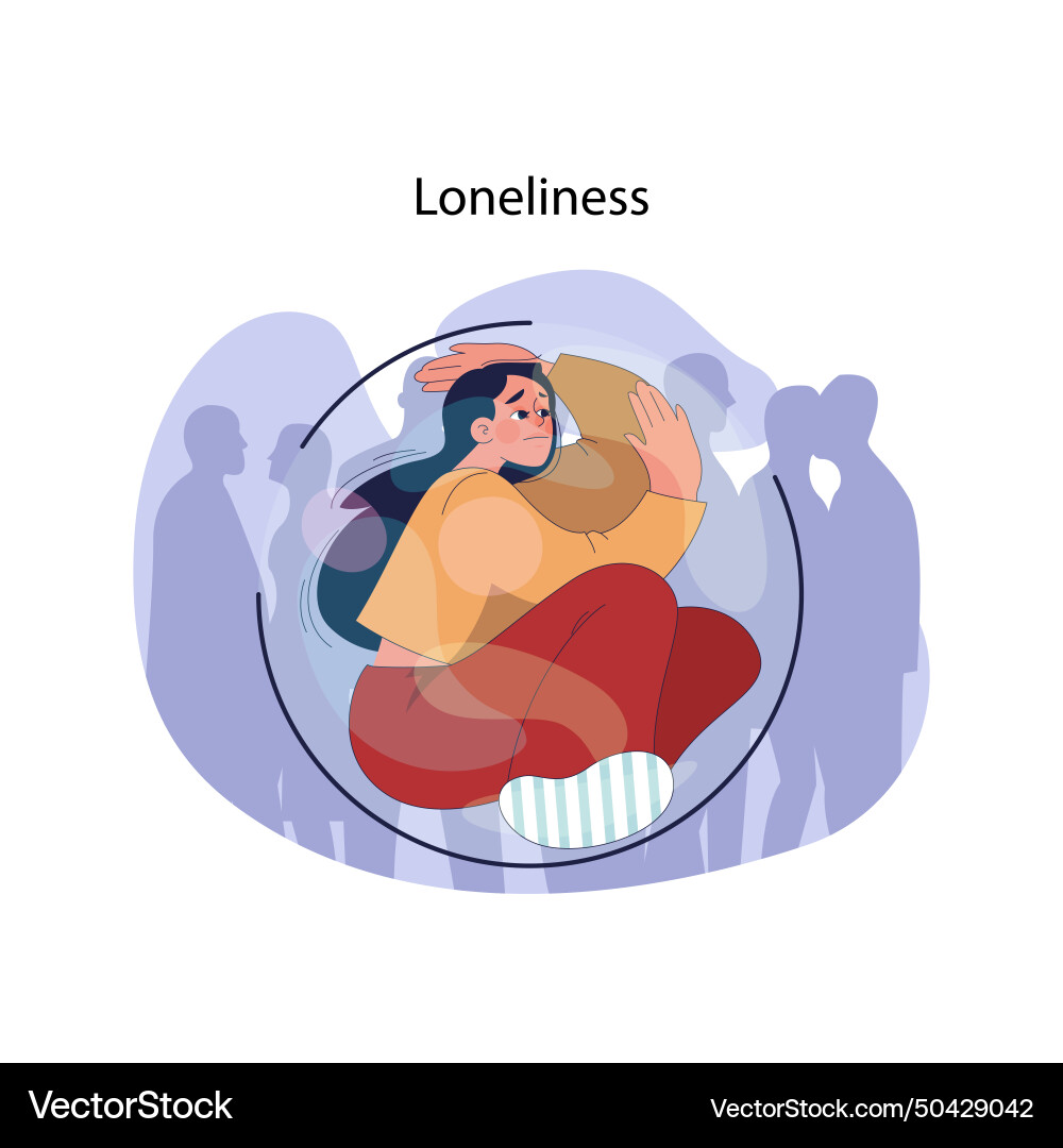 Loneliness concept flat Royalty Free Vector Image