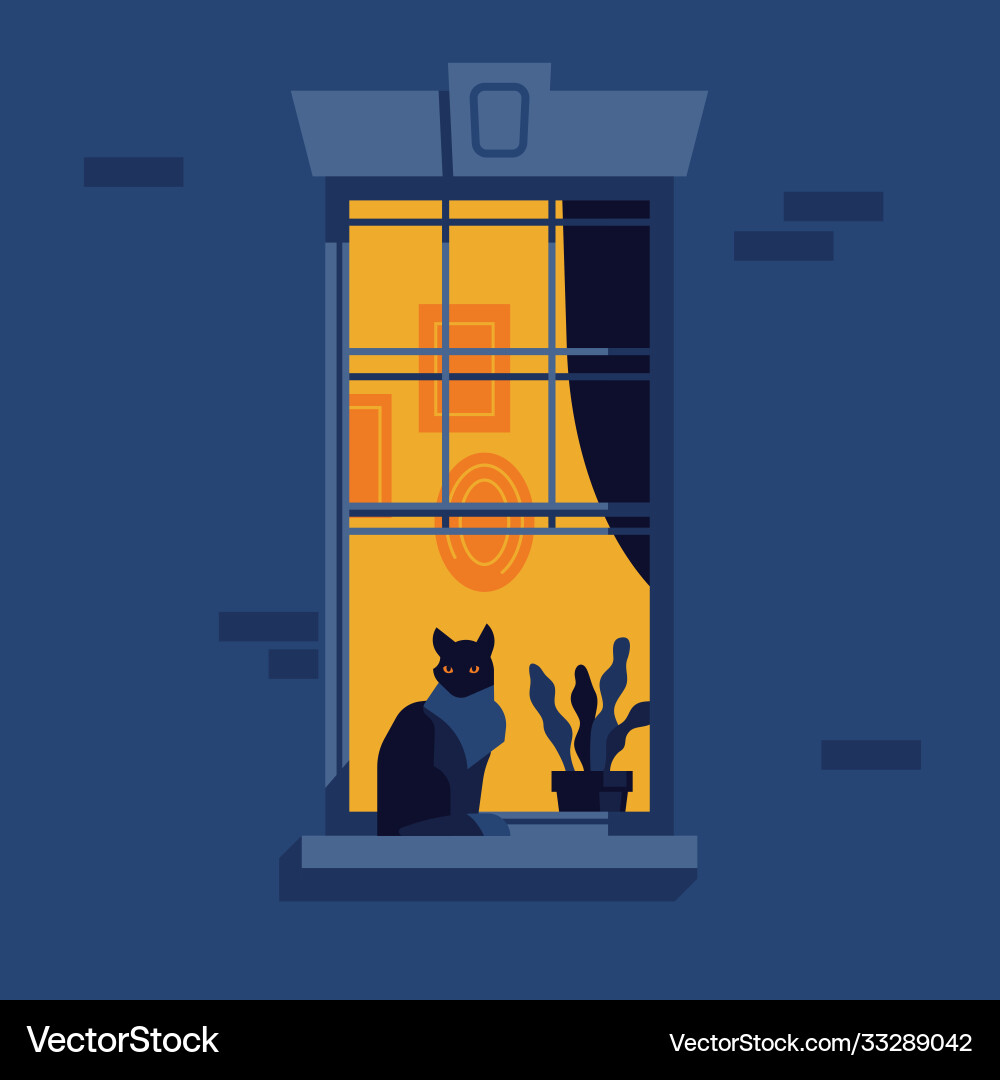 Night time concept with lit up urban city Vector Image