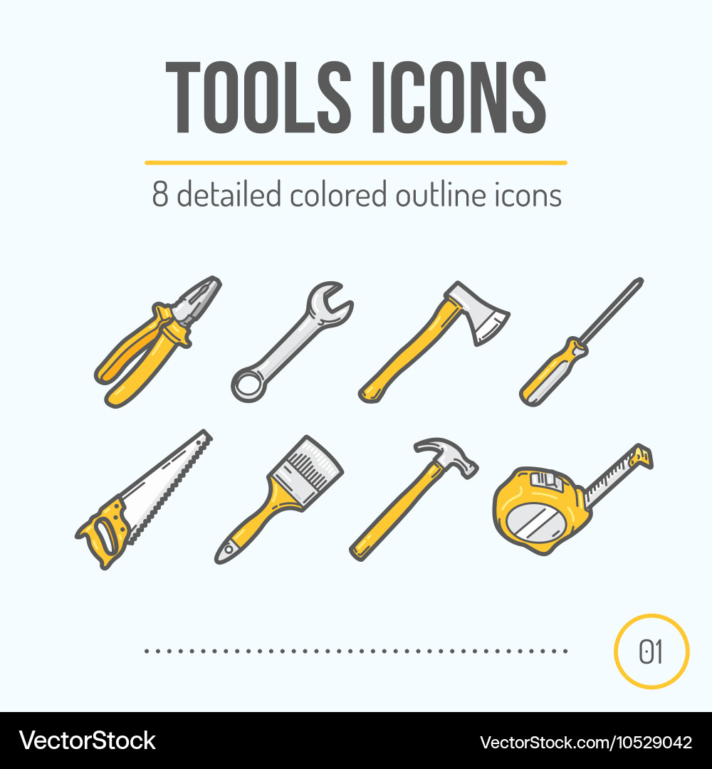 Tool Icons Collection Royalty Free Vector Image