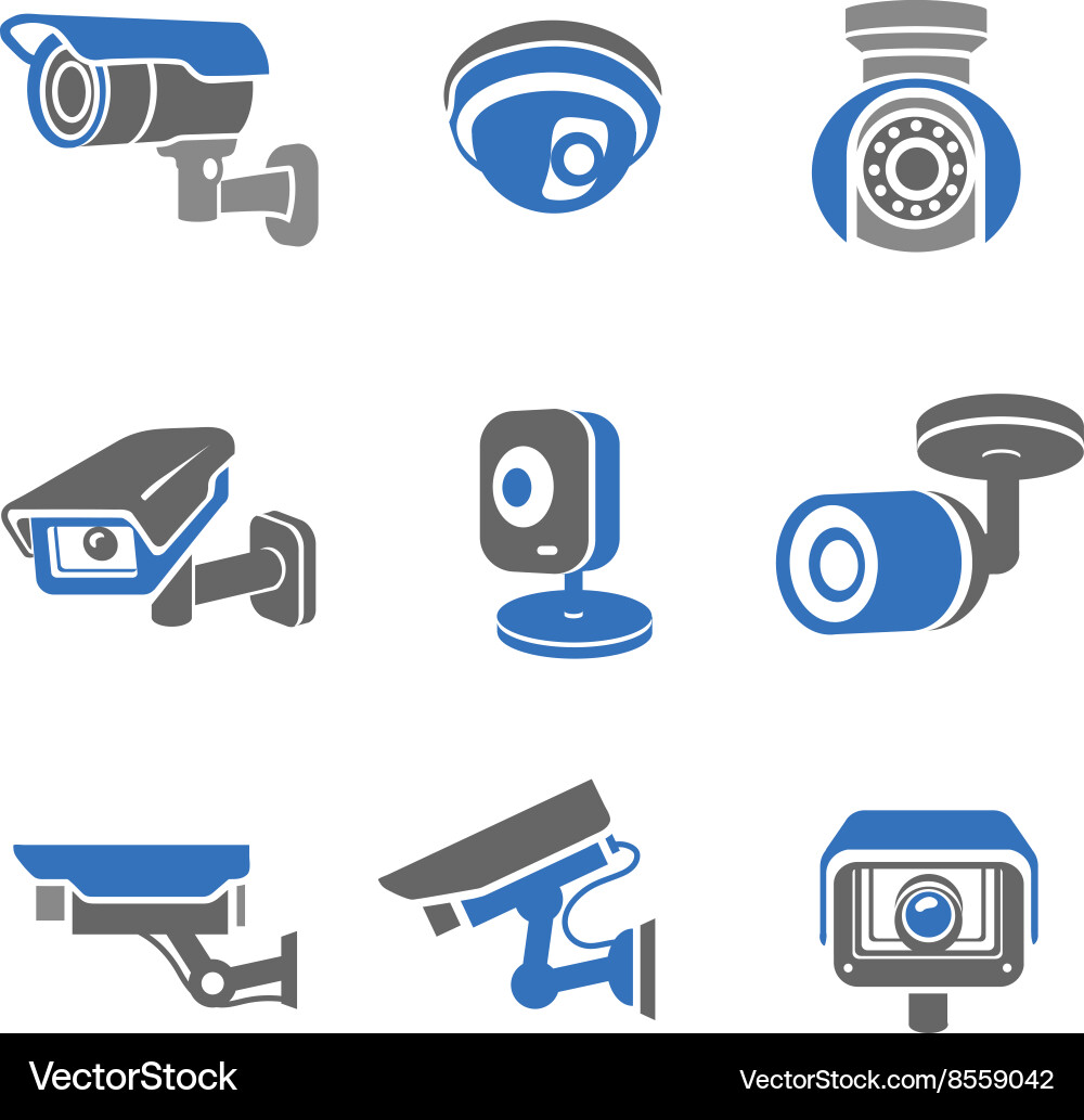 Video surveillance security cameras pictograms Vector Image